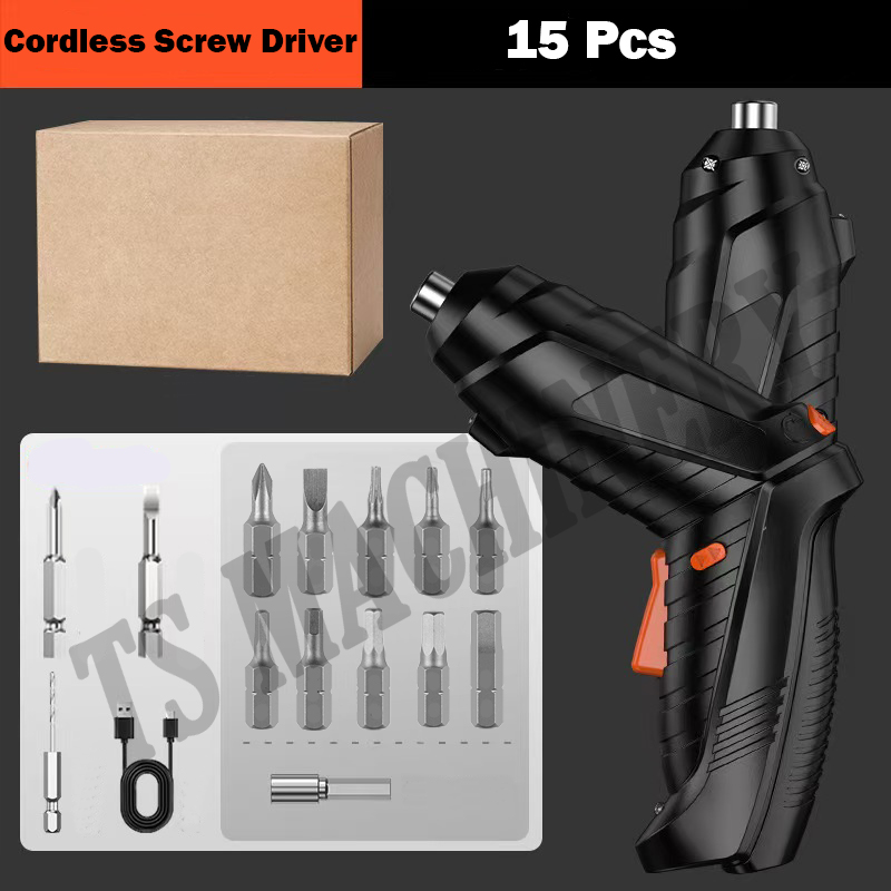 15 PCS Cordless Electric Screwdriver Drill 15 pcs 4.2V Rechargeable ...