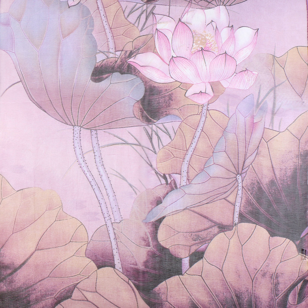 Muslim Hijab Printed Chiffon Scarf for Women 160x50 cm Lotus Flower ...