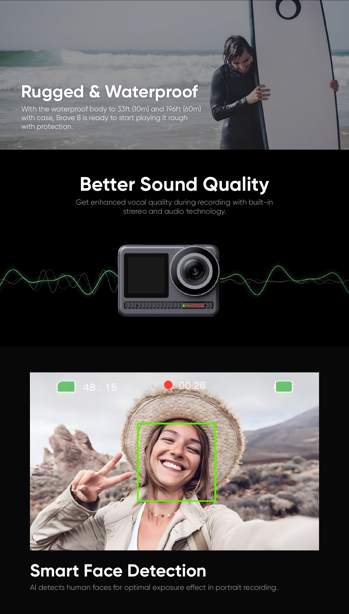 AKASO Brave 8 - Action Camera | 4K60fps Video | 48MP Image | 8K Time ...