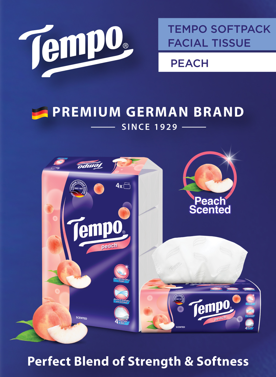 Tempo Soft Pack Facial Tissue 4ply Peach Limited Edition (4x90s ...