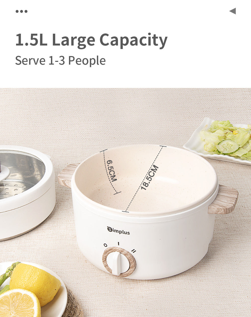 Simplus 1.5L Multi Electric Cooker with Steamer Ceramic Coating Non ...
