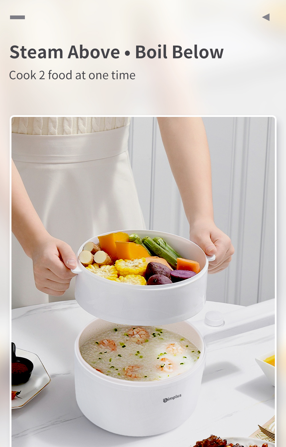 Simplus 2L Electric Cooker | 730W Quick Heating |on-Stick Surface ...