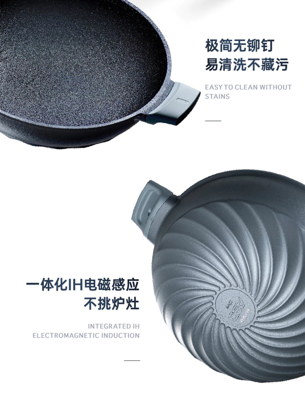 ASD Tornado Blue Diamond 30cm IH Die Cast Skillet Wok Pan + Steamer ...