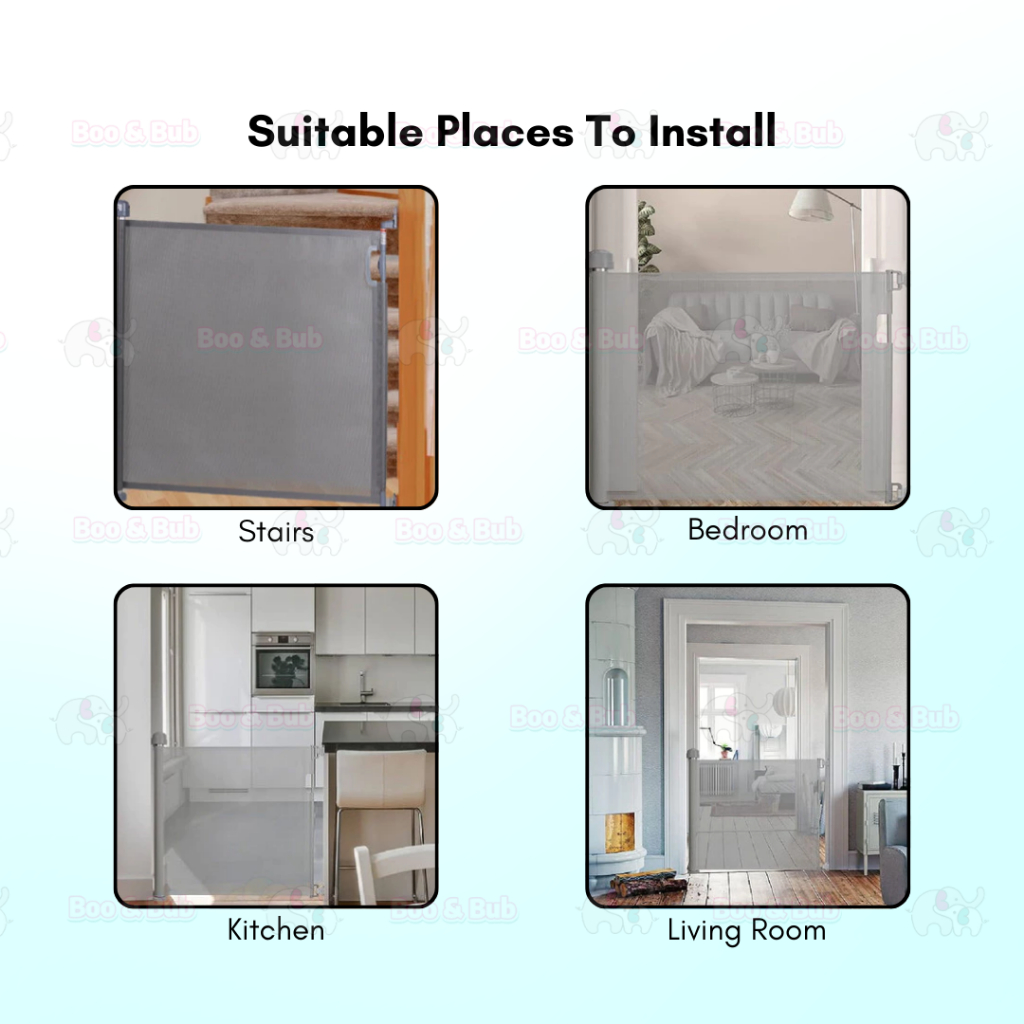 Boo&Bub Retractable Baby Gate Pagar Baby Safety Gate For Stairs Pagar ...