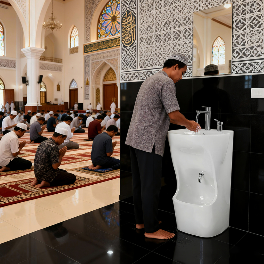 VIRAL TIKTOK WUDU 2 in 1 CERAMIC WUDU BASIN WITH FOOT WASHING Wash Cuci ...