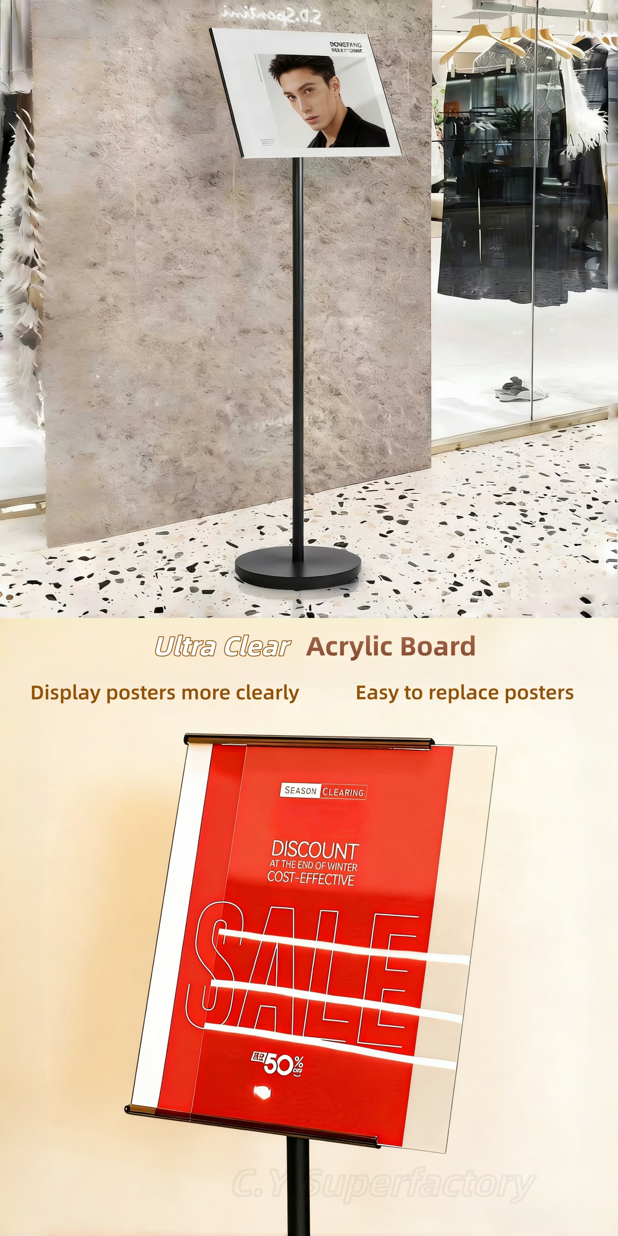 A3 A4 Sign Stand Guide Signage Poser Display Standee Gold Black Shop ...