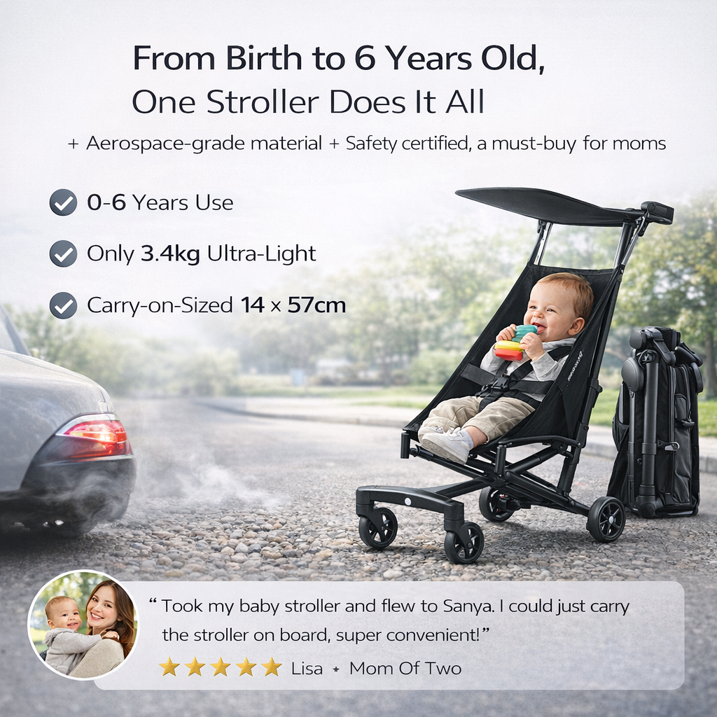 Beige Stroller Baby Foldable 4 Wheels Magic Stroller Weight 3.2kg ...