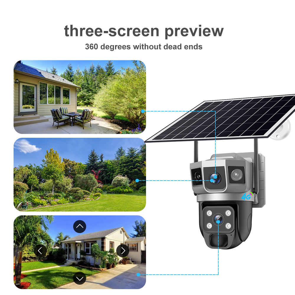 V380 Pro CCTV Solar Outdoor IP66 Waterproof WIFI 12MP Camera 3 Lens ...