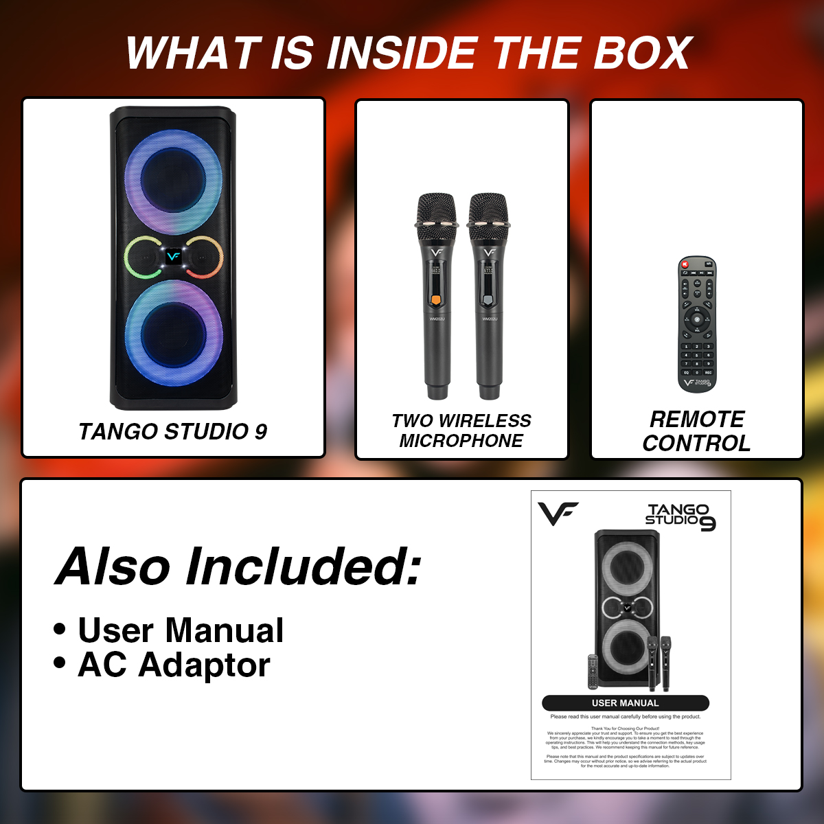 Vinnfier VF Tango Studio 9 Professional Karaoke Bluetooth Speaker 1200W ...