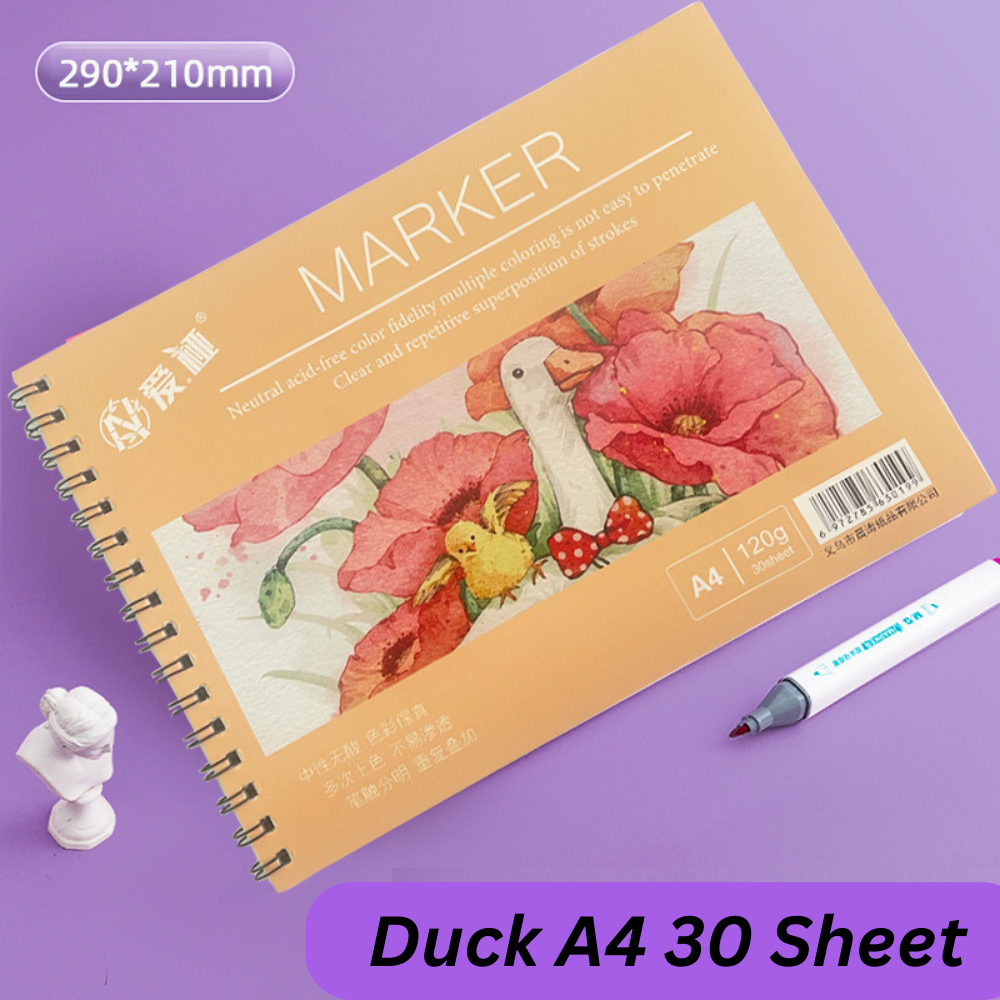 A4 Marker Drawing Pad No Bleed Paper 30 Sheets Sketchbook120GSM Alcohol ...