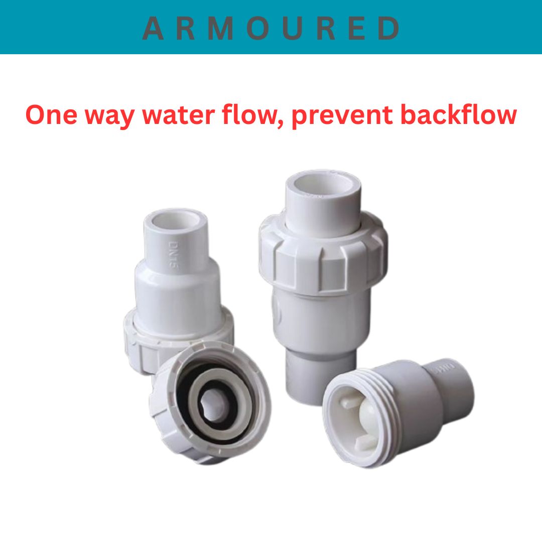 PVC Check Valve One Way Water Flow Connector Single Union Fitting DIY ...