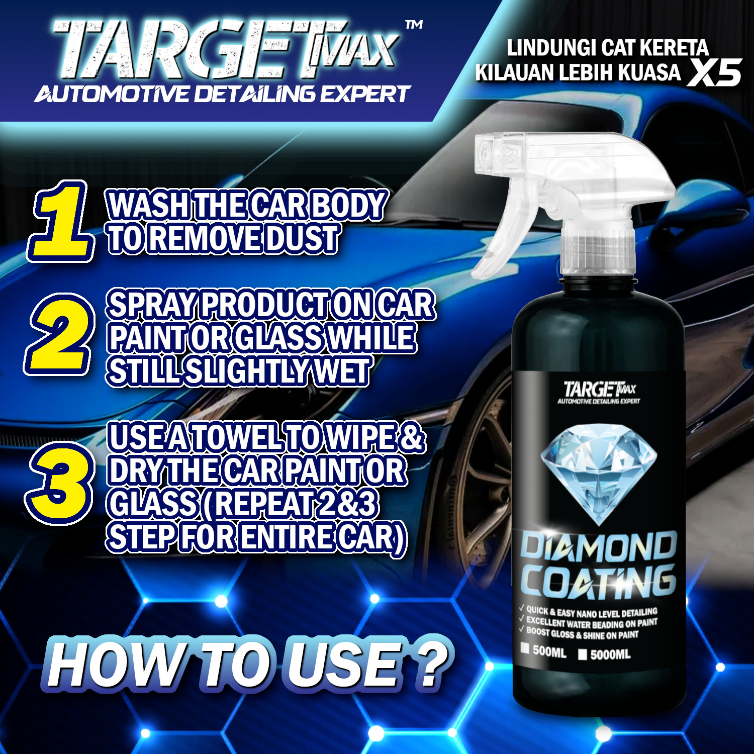 TARGET MAX Diamond Quick Coating Spray Full Car Coating Protection ...