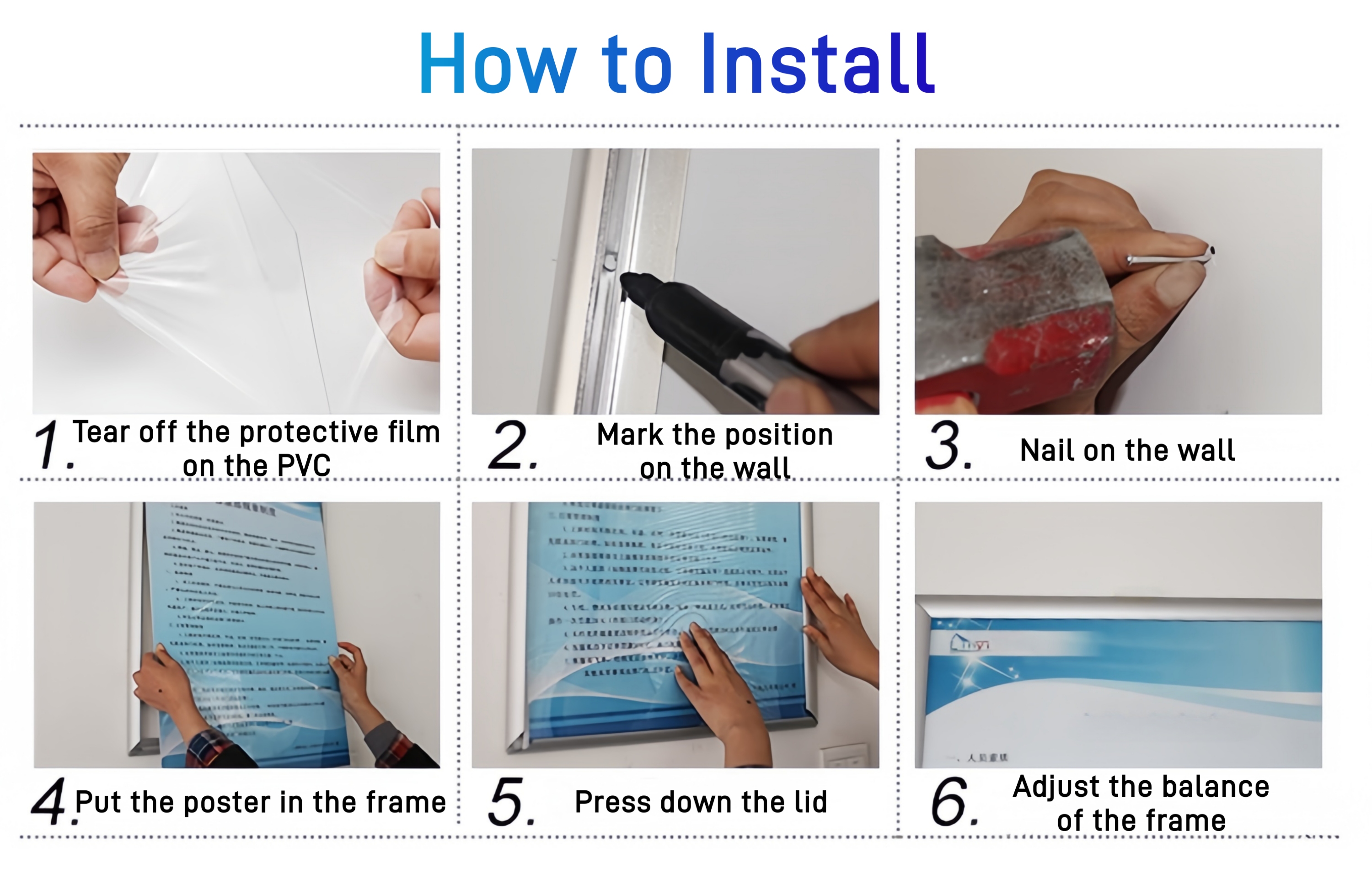 Poster Frame A4 A3 A2 Wall Mount Aluminium Picture License Document ...