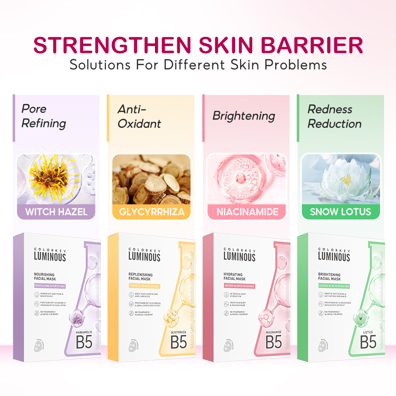 [Bundle of 4]COLORKEY LUMINOUS Facial Sheet Mask B5 Hydrating (10ea x ...