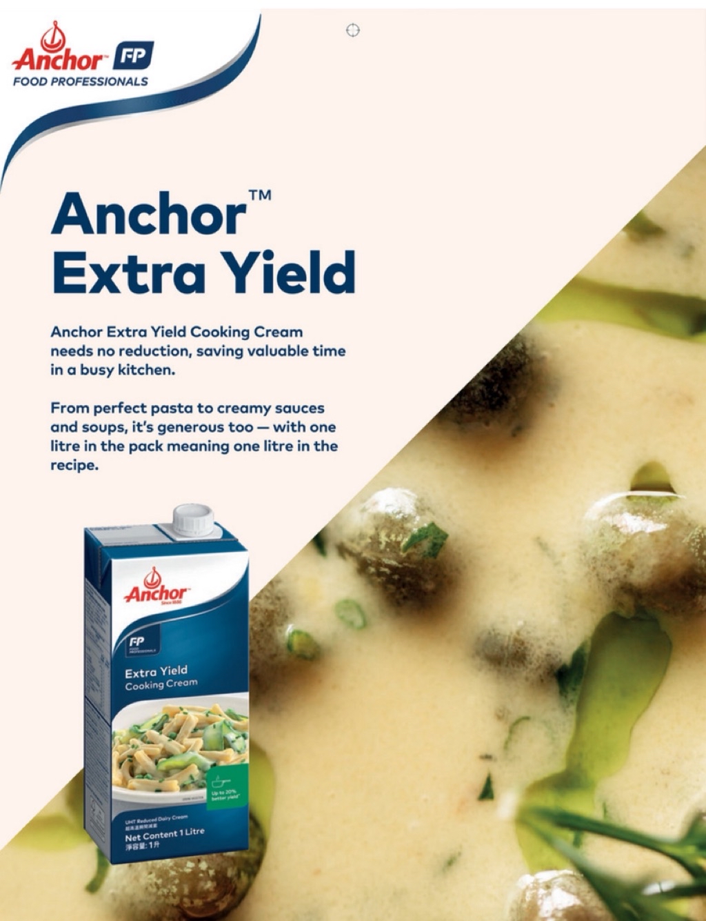 INSTANT DELIVERY - ANCHOR EXTRA YIELD COOKING CREAM 1L FOR CREAMY PASTA ...