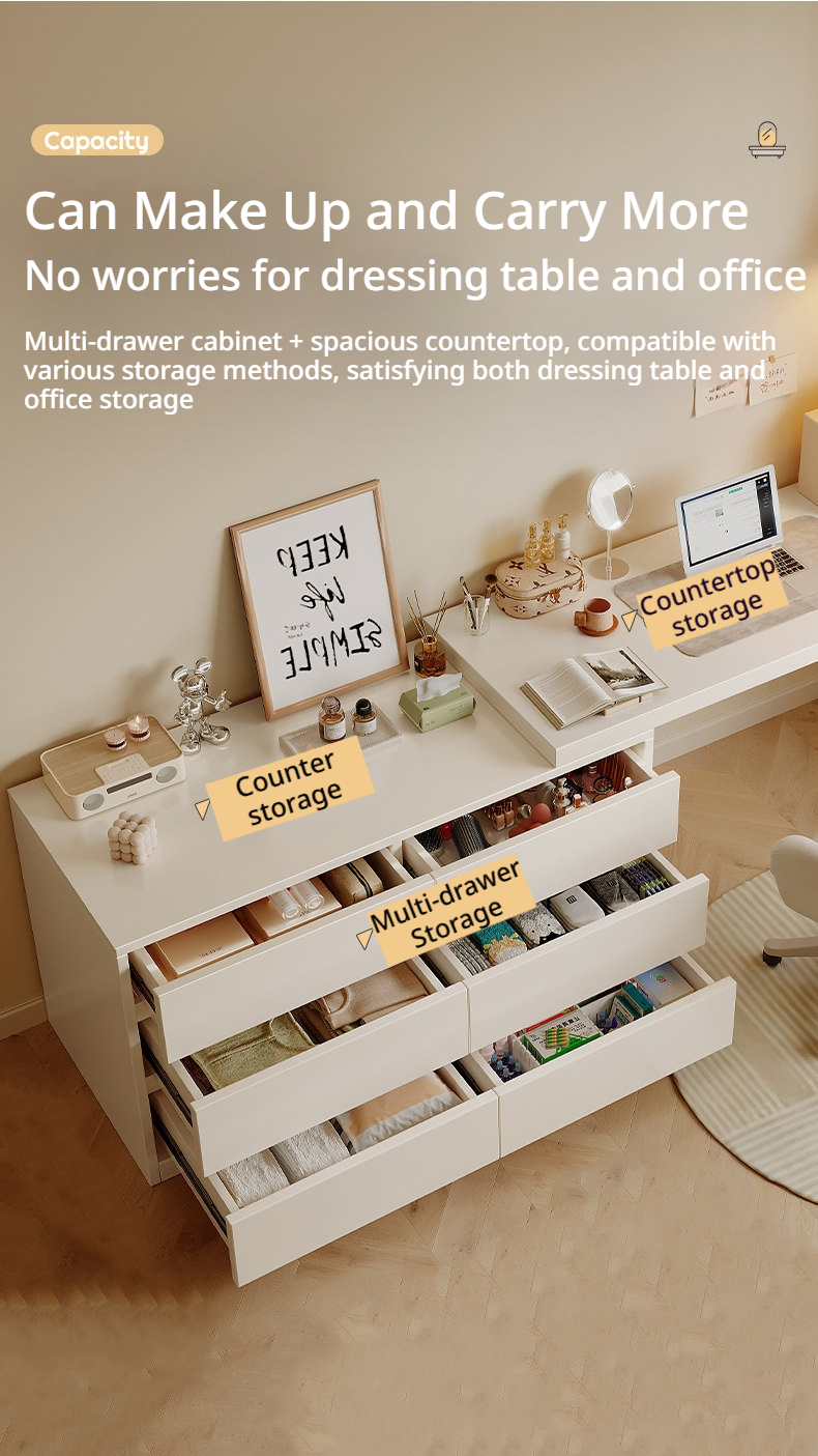 CM-Meja Solek Dressing Table Retractable L Shape With Drawers Vanity ...