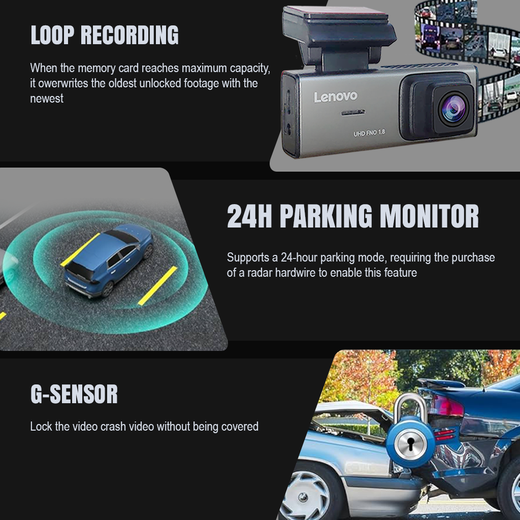 LENOVO GV-F100 4K Dual Dash Camera with Front & Rear Dashcam | Shopee ...