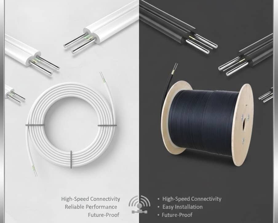 [1KM] 2-Core UG Indoor Drop Fiber Optic Cable White G.657A LSZH (Unifi ...