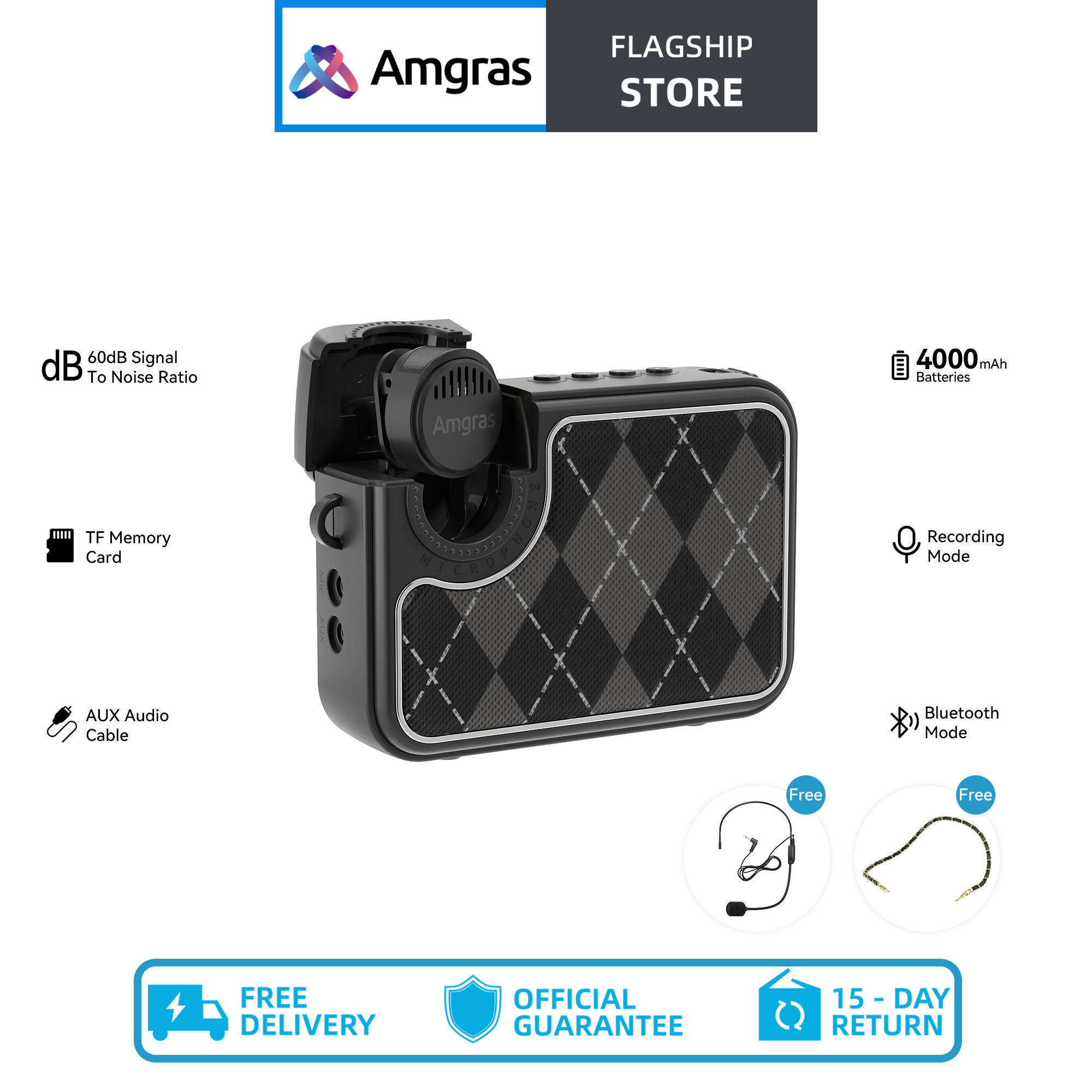 Amgras Mic Pro 1 High-Volume Wireless Lavalier Microphone For Teaching ...