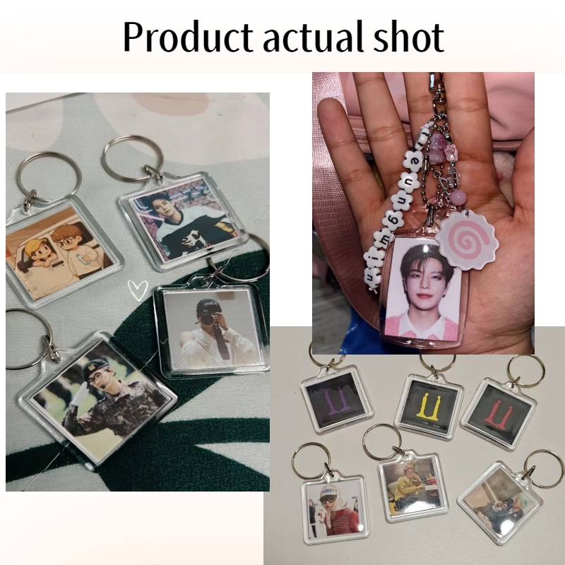 QUAFF DIY Acrylic Photo Insert Keychain Rectangle Square Circle DIY ...