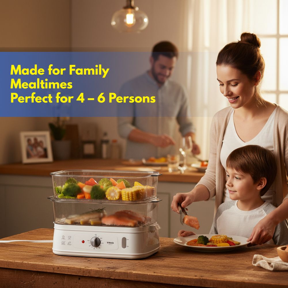 Trio Food Steamer With Jumbo Capacity (20L) | 2-Tier Electric Steamer ...