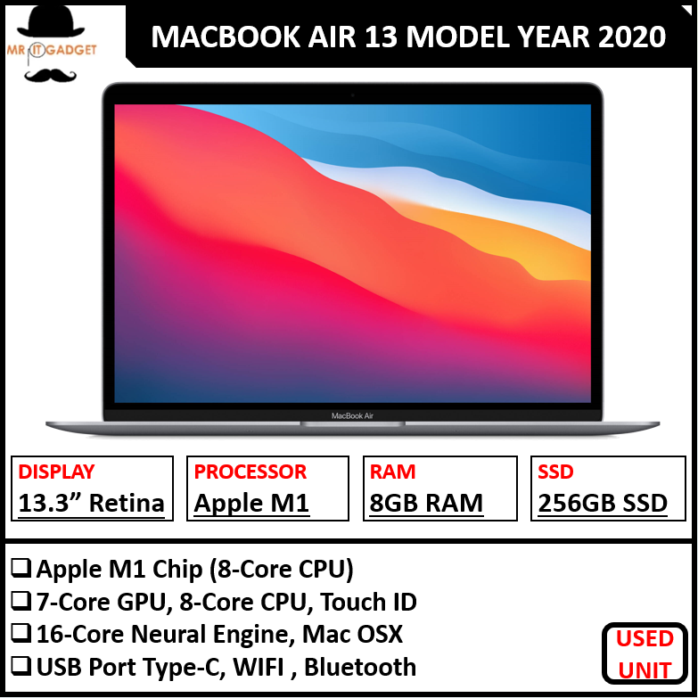 (Refurbished) MBA 13 M1 Chip 8GB RAM 256GB SSD YEAR MODEL 2020 | Shopee ...