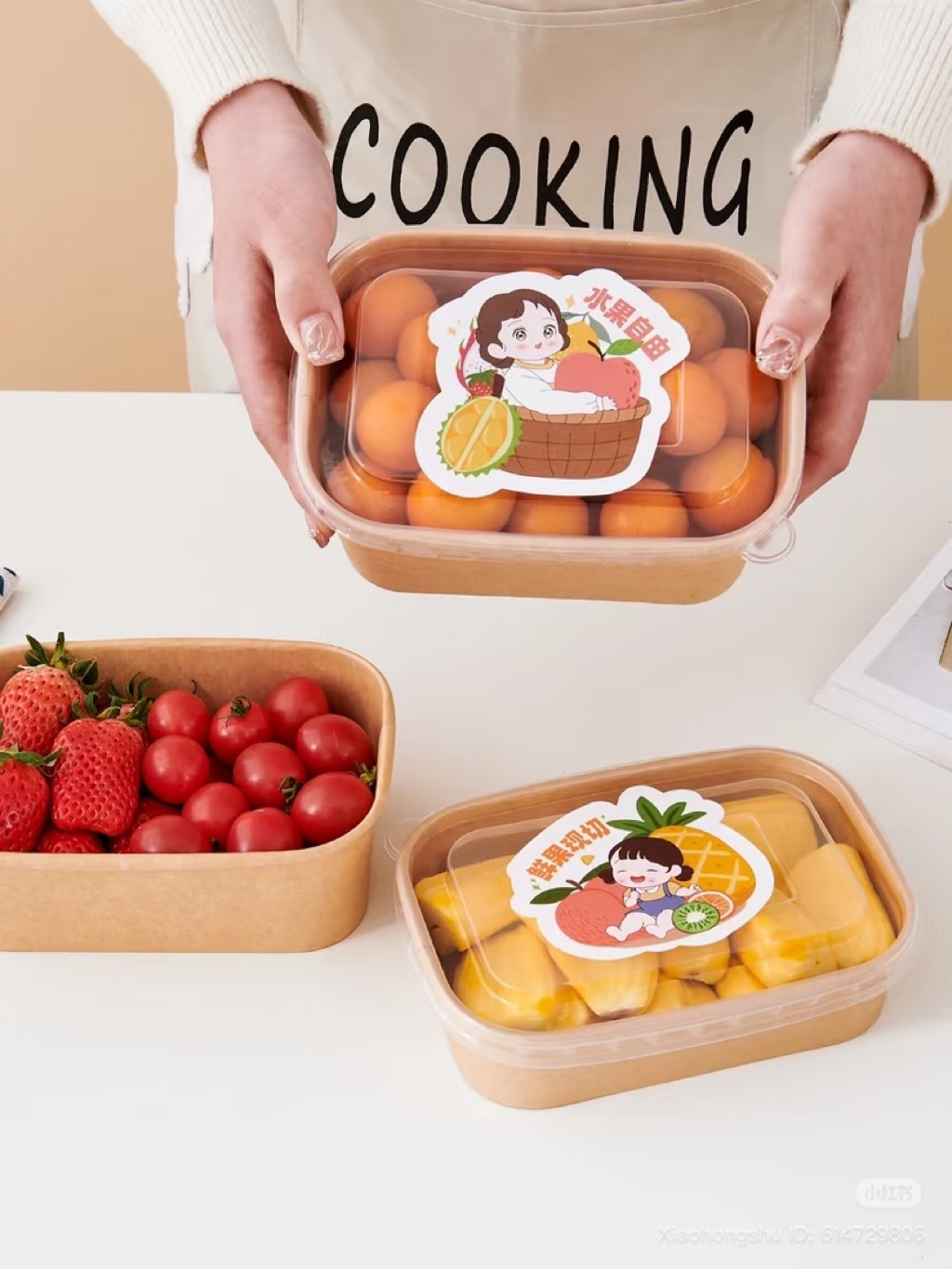 Premium Kraft Rectangular Paper Bowl with PET Lid Paper Lunch Box Paper ...