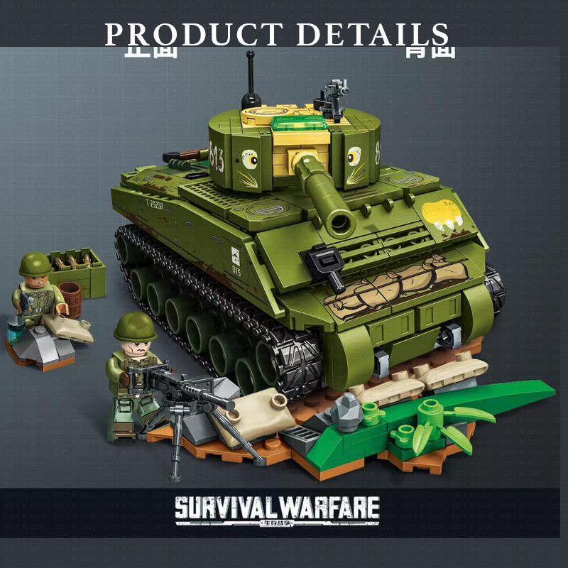SEMBO Block USA M4A2 Medium Tank 362pcs Survival Warfare Military ...