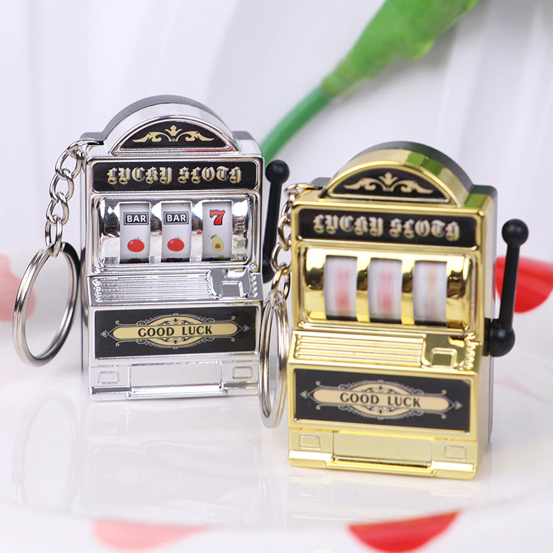 Mini Fruit Machine Key Ring Lucky Draw Game Console Pendant Gift ...