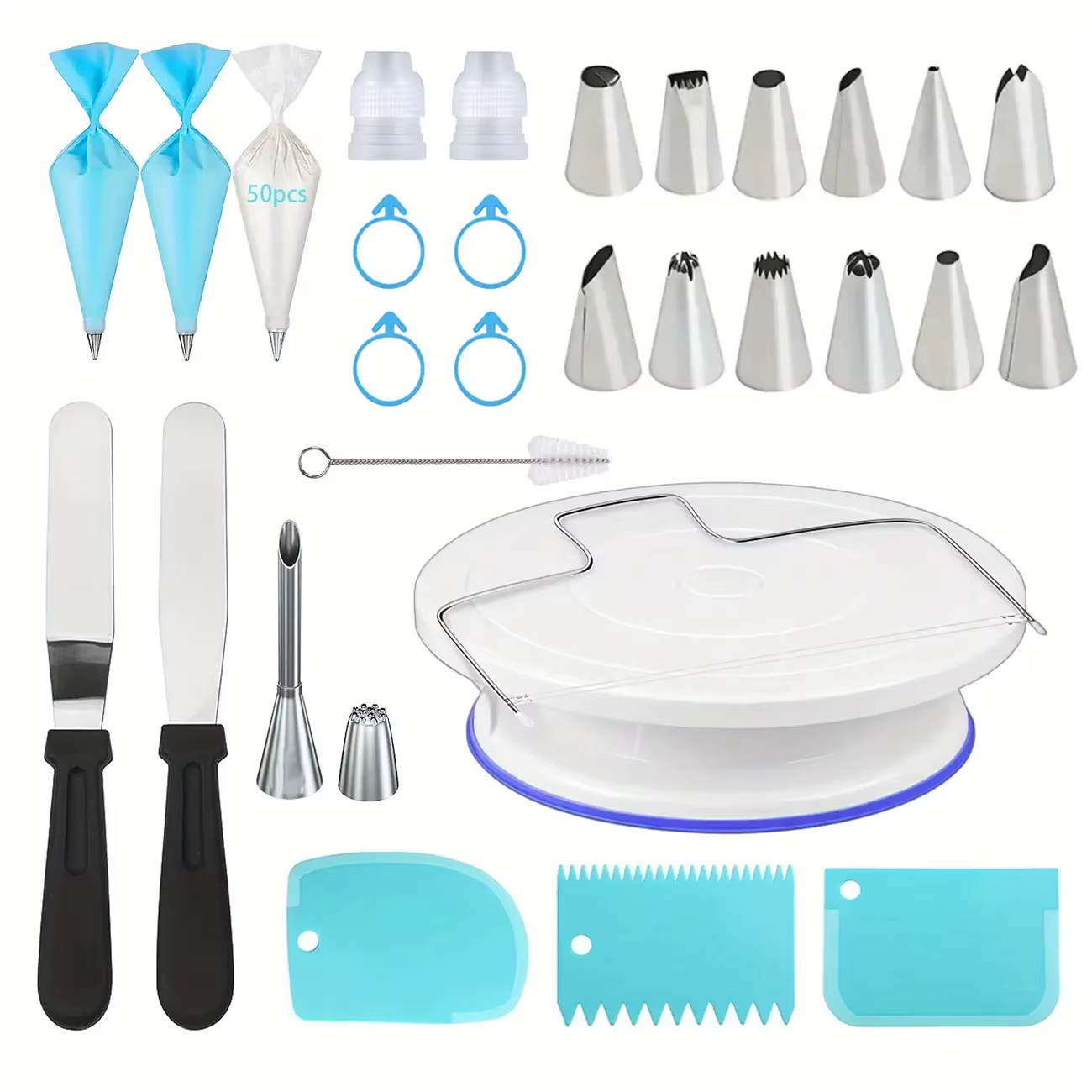 80Pcs Ultimate Cake Decorating Kit with Turntable - Piping Bags ...