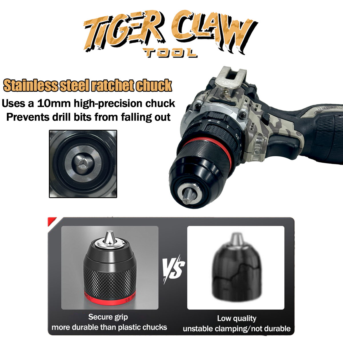 【10 Years Warranty】Tiger Claw Brushless Impact Drill 18V Cordless ...