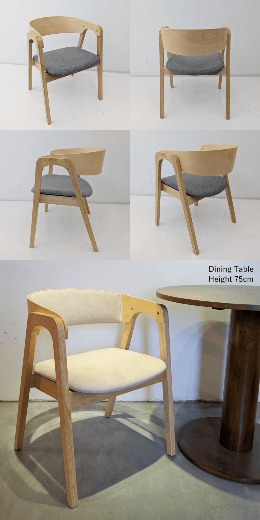 🇲🇾 Set of 2 - Kerusi Makan Kayu Getah, Scandinavian Minimalist ...