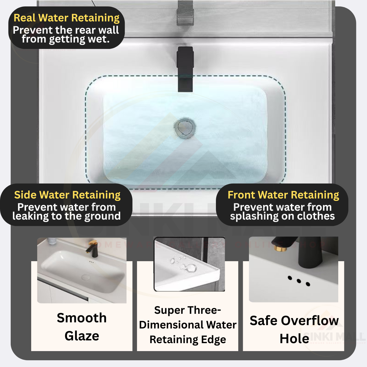 [43cm 50cm] Stainless Steel Basin Bathroom Cabinet Basin Sinki Bilik ...
