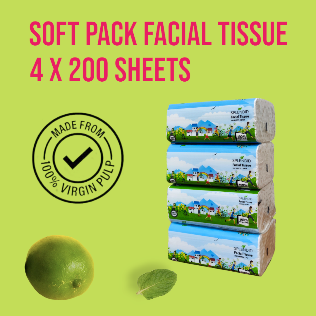 (16 Packs) Splendid Facial Tissue Soft Pack 4 Packs 16 Packs x 200 ...