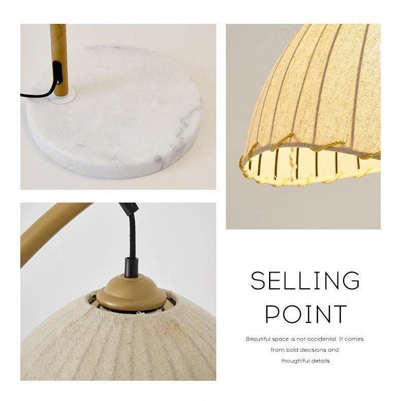 Retro Bamboo Floor Lamp - Unique Bohemian Hanging Arc Floor Lamp with ...