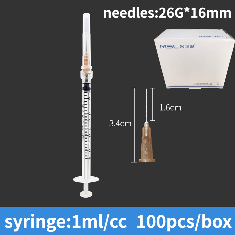 100PCS 1ML/cc Disposable syringe 一次性注射器 Luer Lock syringe-with needle ...