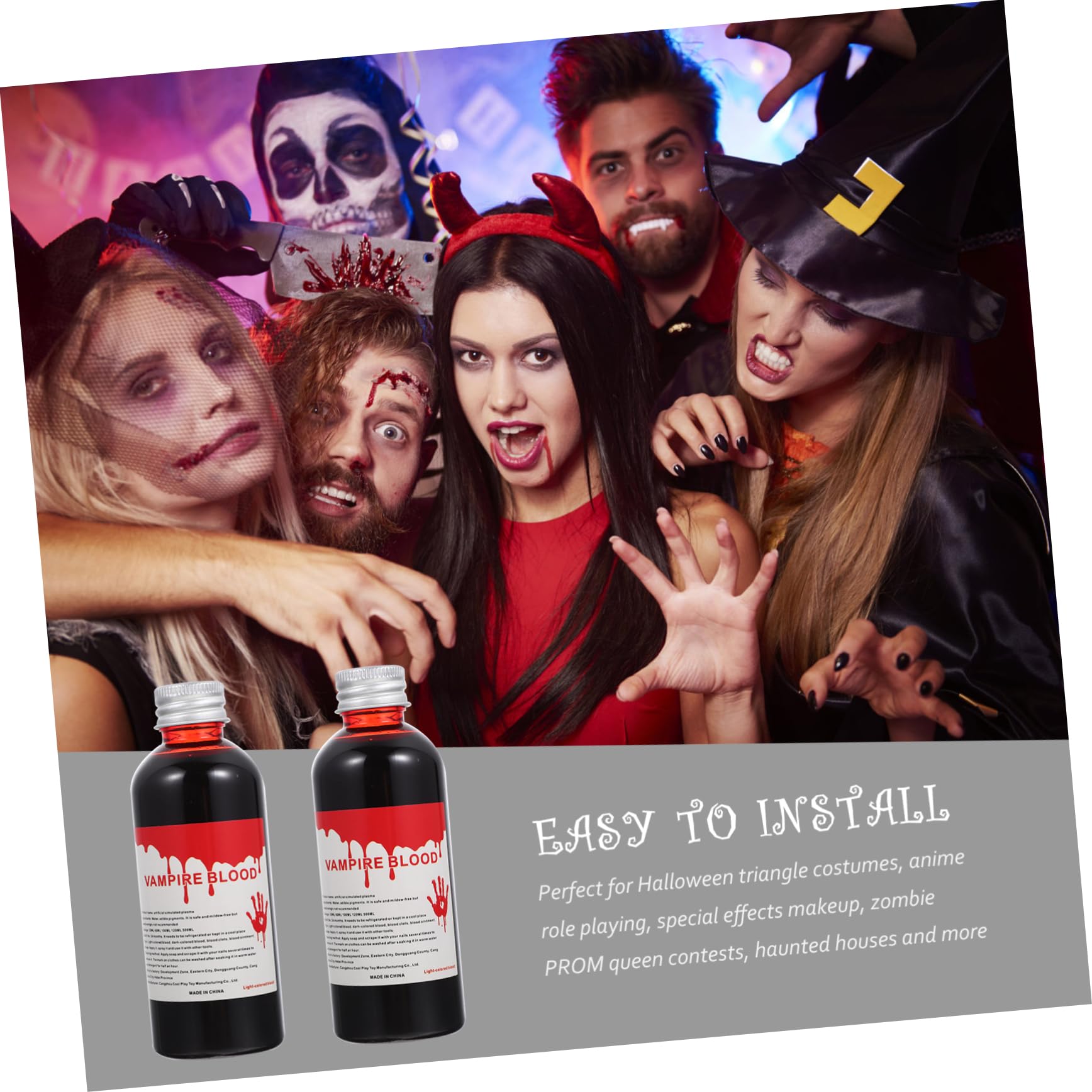 Berkualiti 120ml Washable Fake blood, Bright/Dark, Halloween party show ...