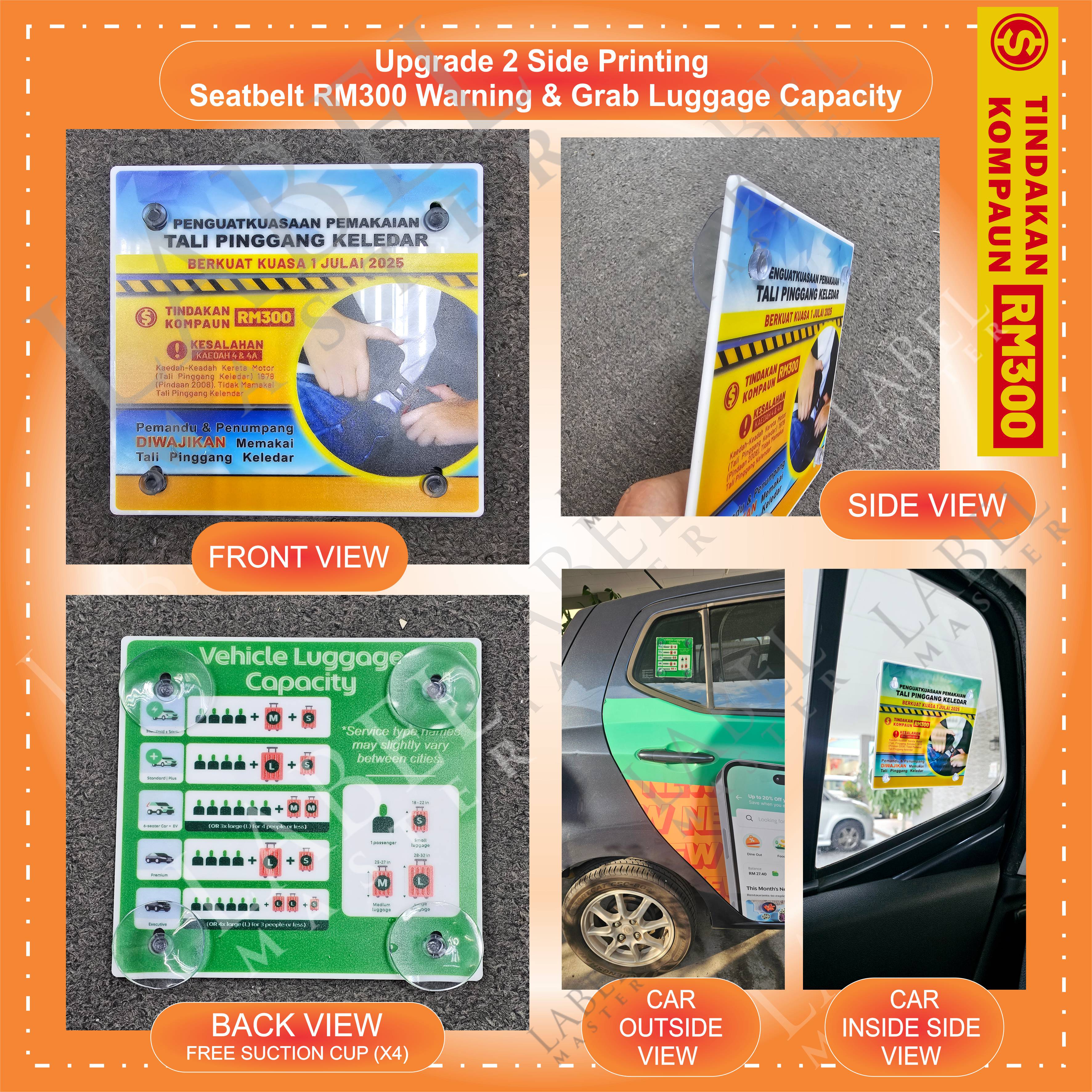 Seatbelt RM300 Warning Sign | Tanda Amaran Tali PinggangRM300 | Perspex ...