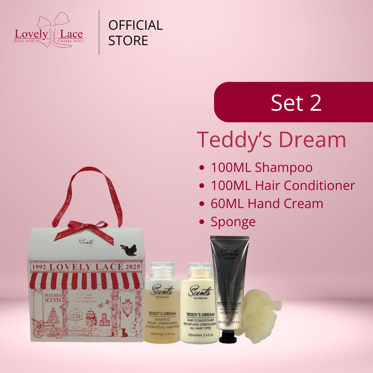 Lovely Lace Bath Set- 100ML Teddy Dream (Shower Gel, Body Lotion , Hand ...