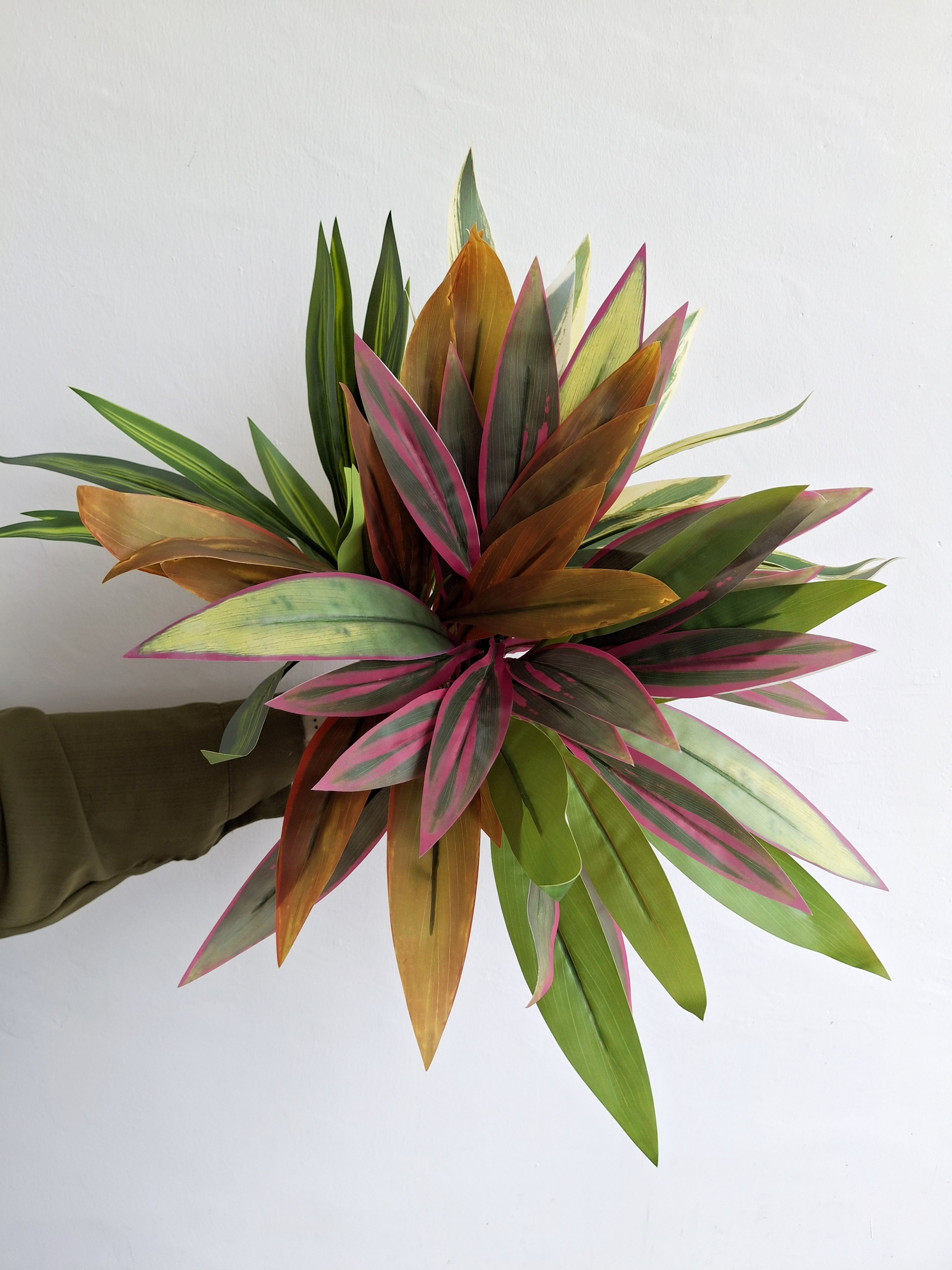 3 Head Forest Bamboo Wood Plant Artificial Wedding Home Decor Leaf ...