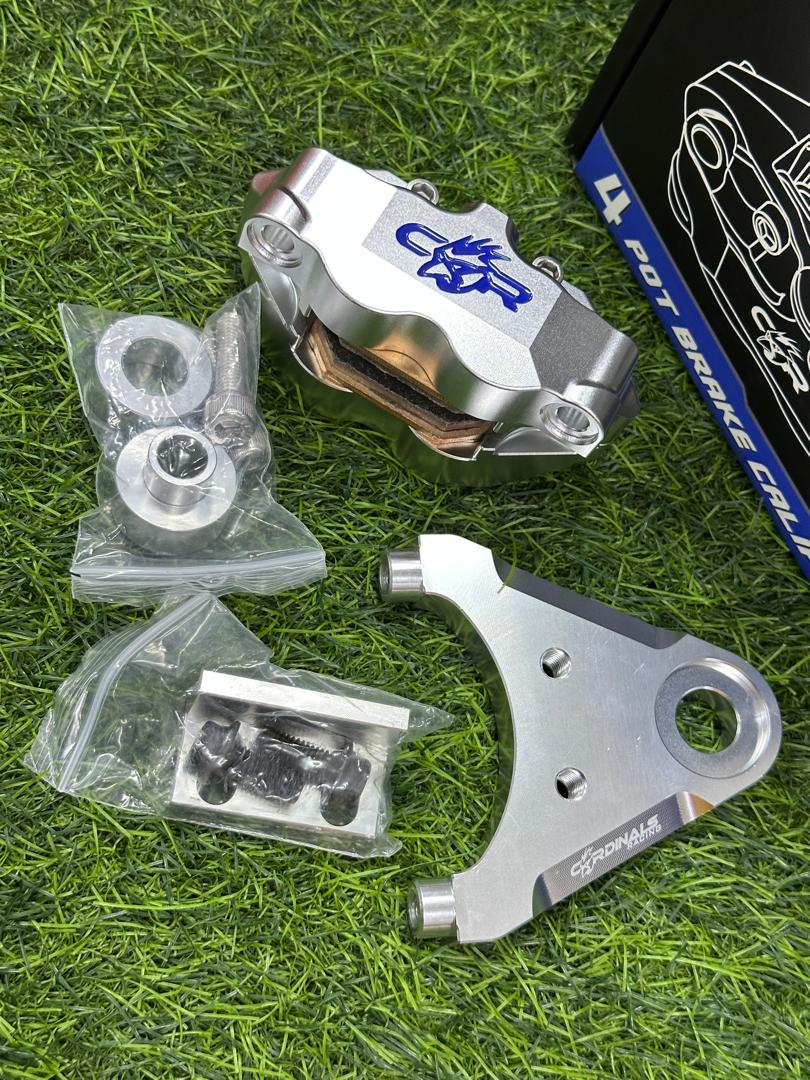 CARDINALS CNC 4POT - RC4 BRAKE CALIPER REAR SILVER - WITH REAR BRACKET ...