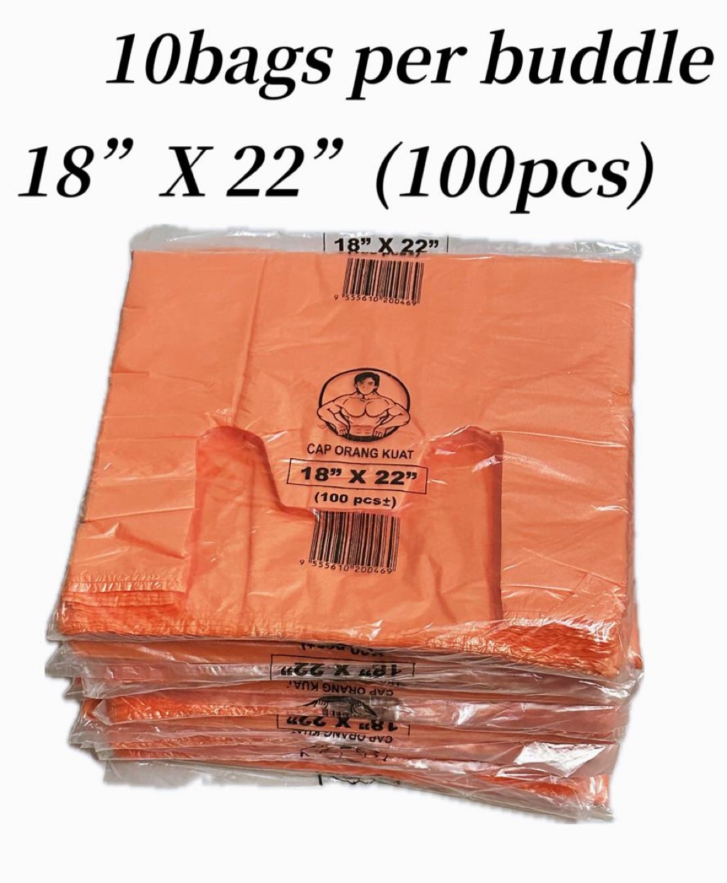 18”X 22” (100pcs+/-) 10bags per buddle Cap Orang Kuat Plastic Bag Carry ...