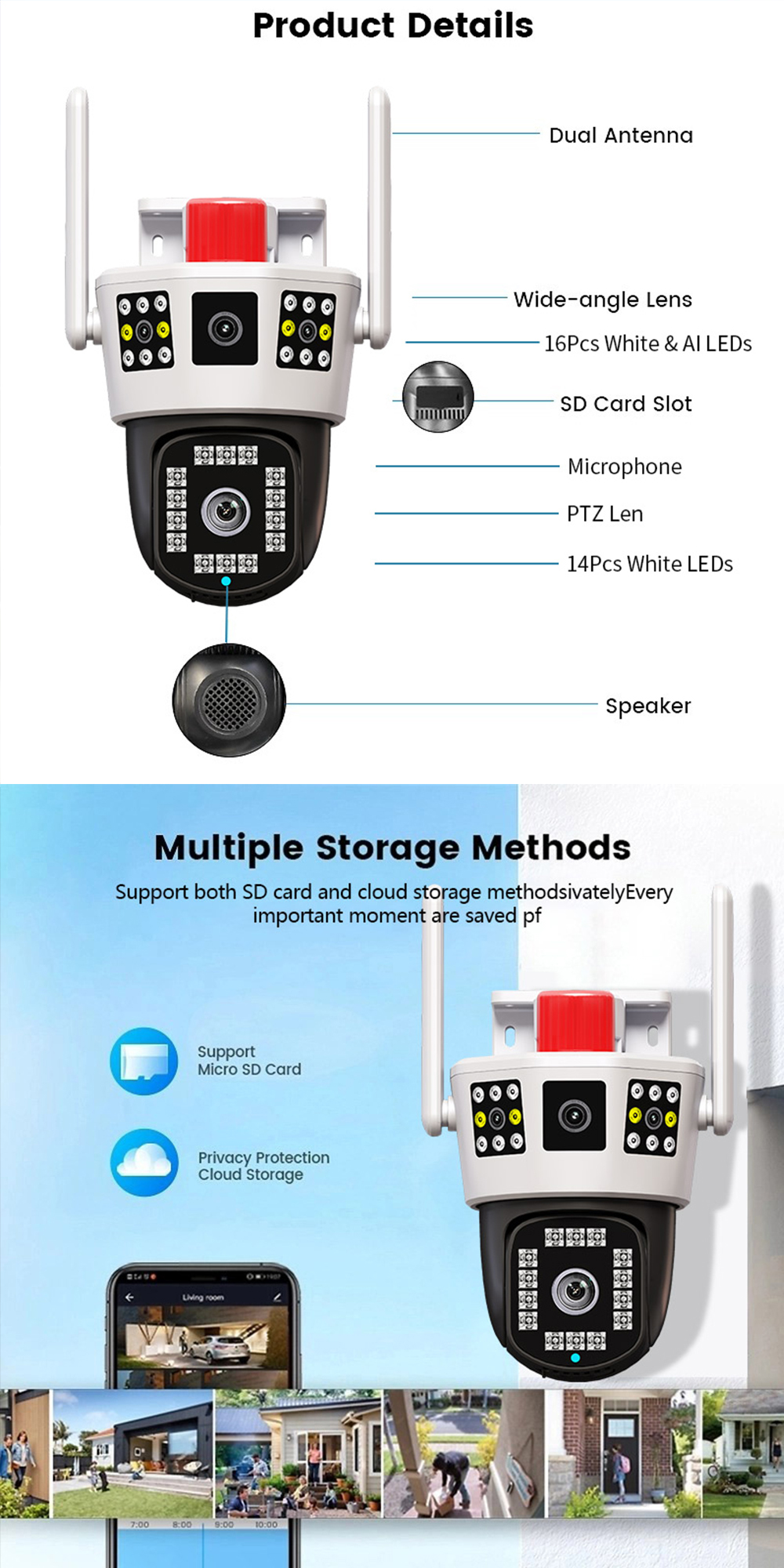 Camtrix CCTV Camera Wireless Outdoor Three Screen Dual Lens 9MP HD ...