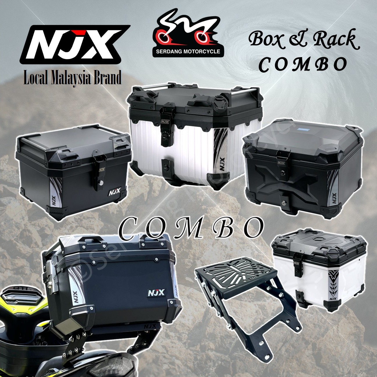 COMBO NJX Kotak Plastik Dengan Rak Lipat Stainless Steel Rocky Phantom ...