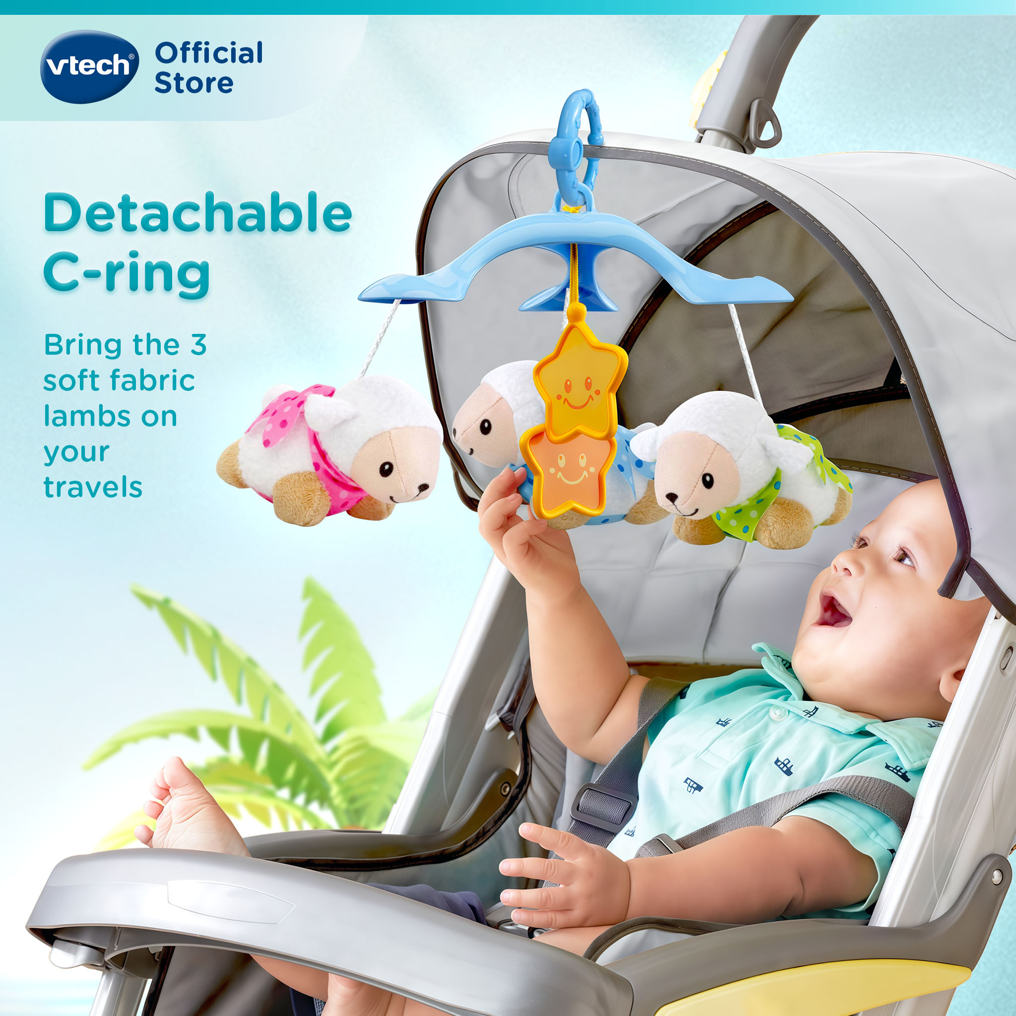 VTech Lullaby Lambs Mobile Remote Control Soothing Projector Crib ...
