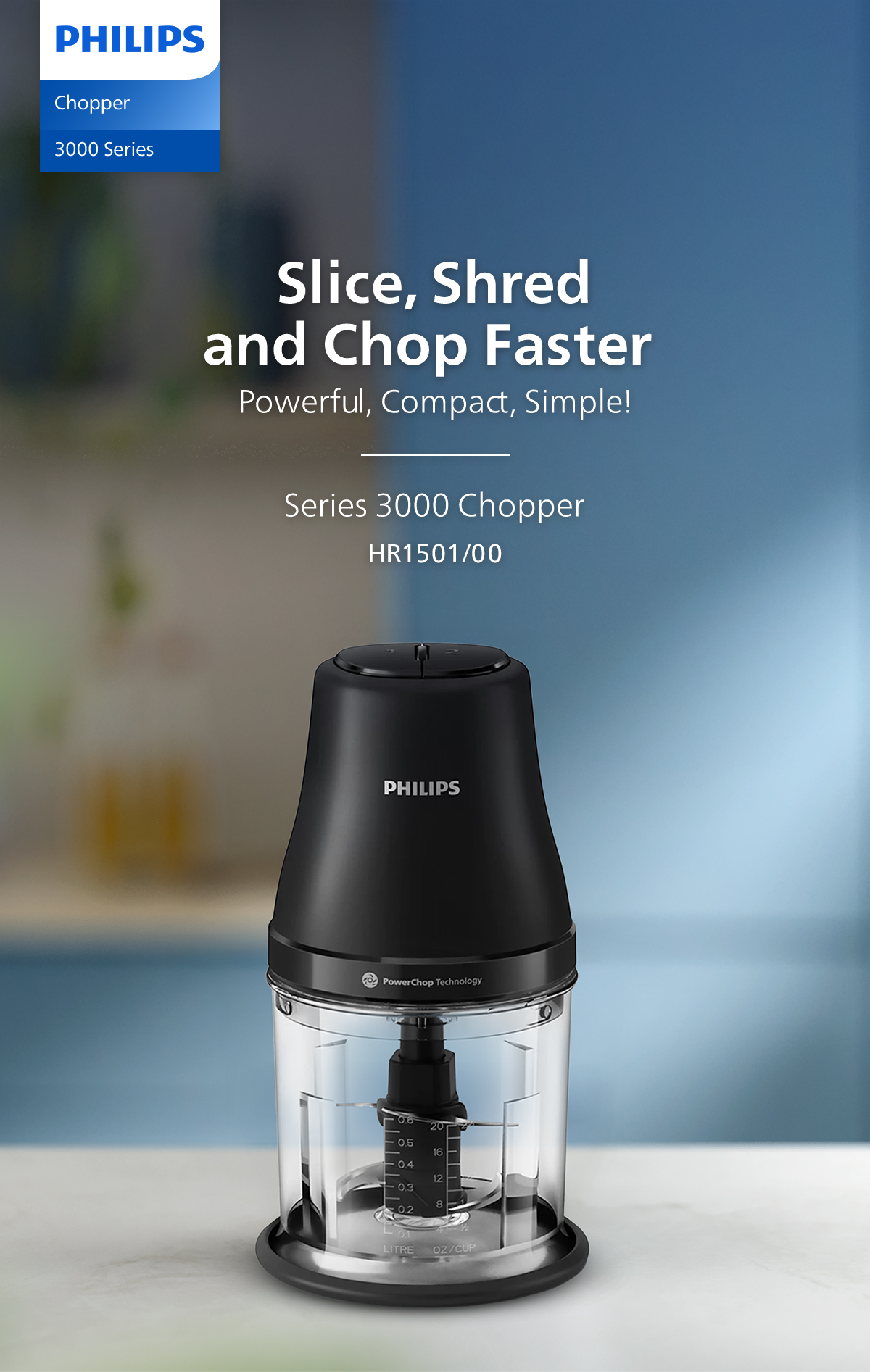 Philips HR1501 Chopper | Stainless Steel Blade | 1L Capacity | 450W ...