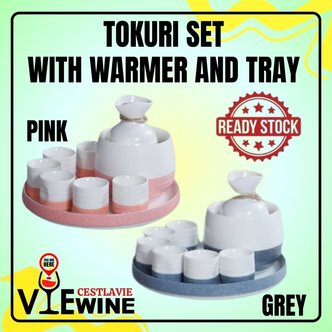 Tokuri Set with warmer and Tray/Japanese-style ceramic sake wine set ...