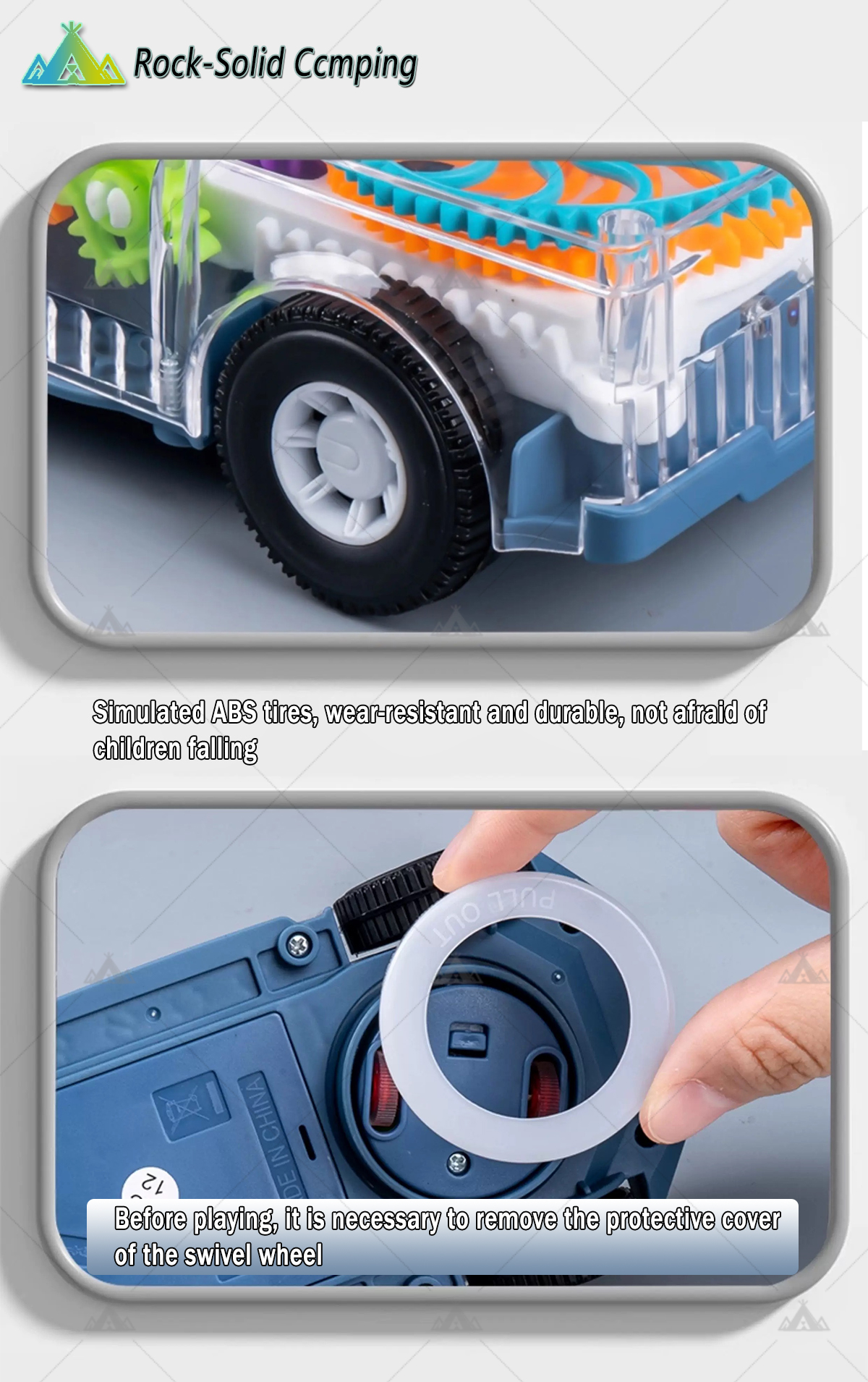 Transparent Gear Police Car Toy with Flashing Lights & Music, Rotating ...