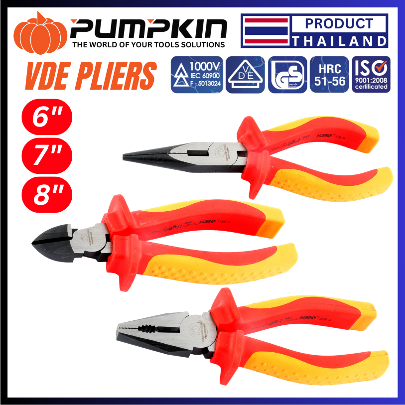 [PUMPKIN] Professional VDE High Leverage Long Nose Plier Diagonal Plier ...