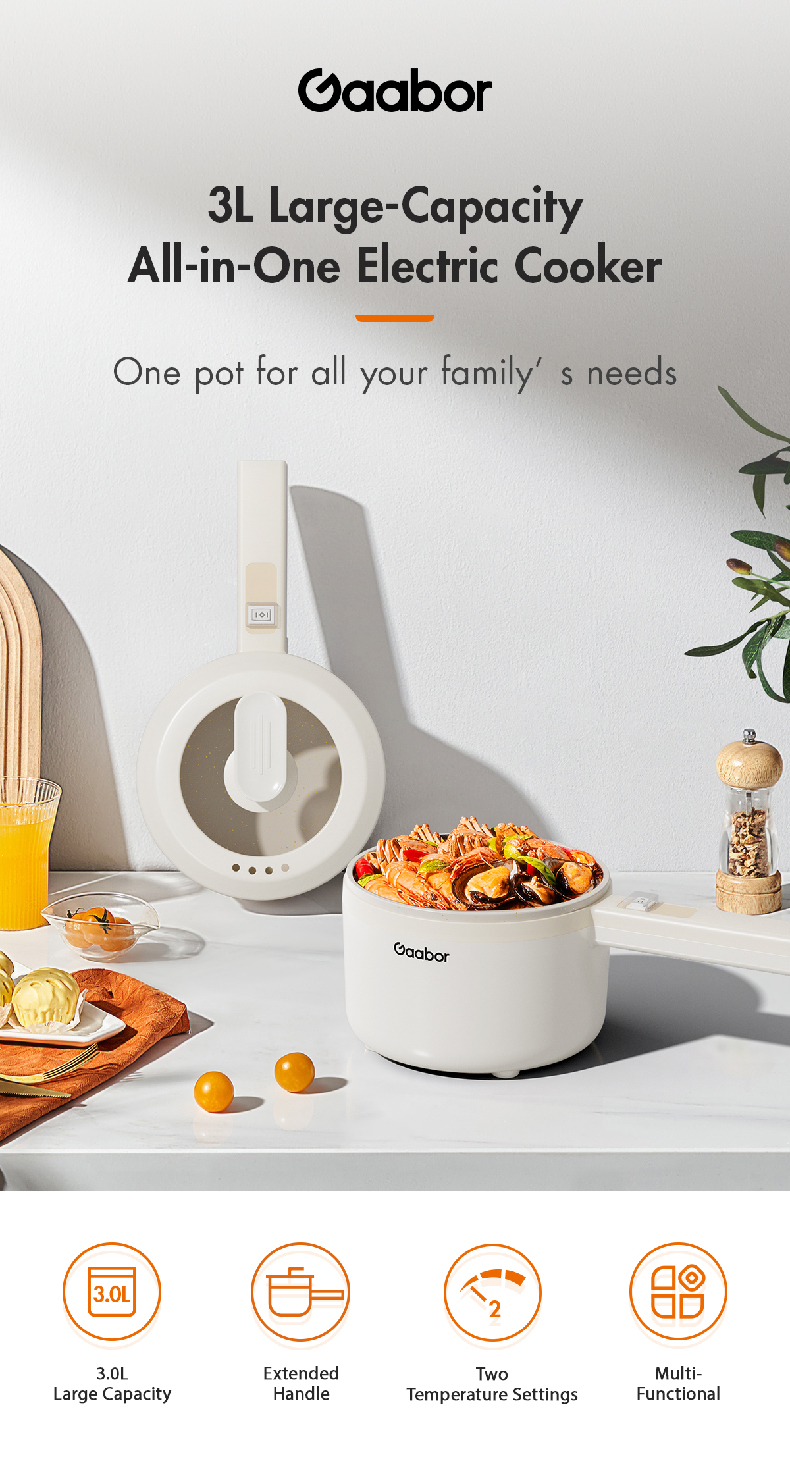 Gaabor 3L Multifunctional Cooker Electric Skillet Non Stick Mini Wok ...
